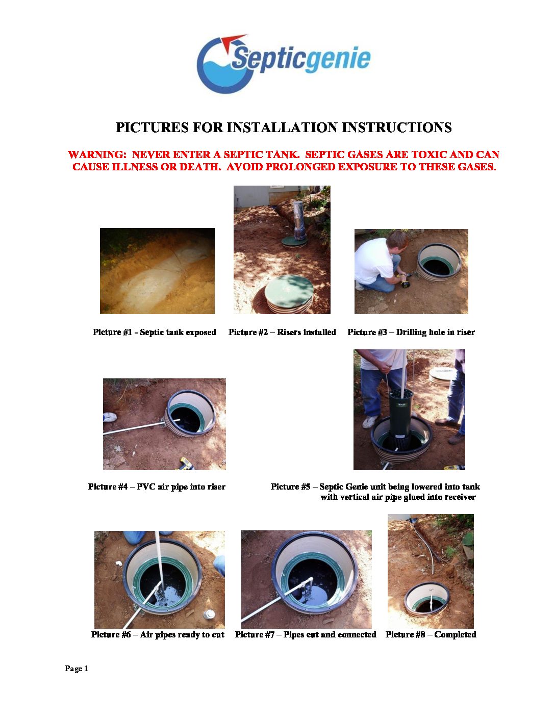 SEPTIC GENIE Installation Instruction Pictures 2017 - Septic Genie